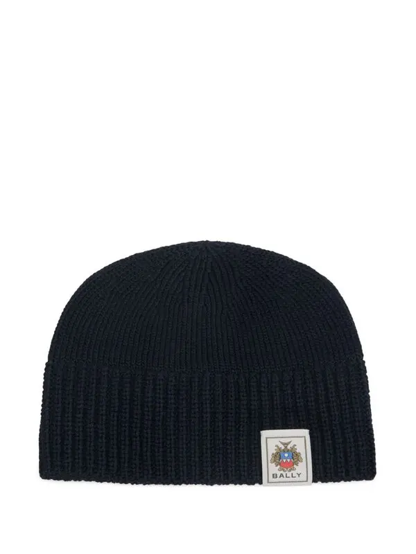 Bally Crest-patch Beanie - Blue