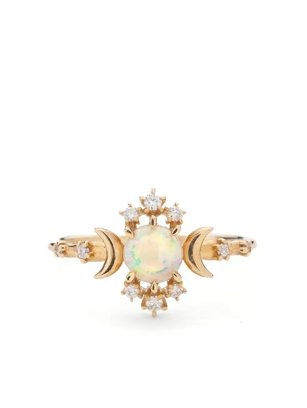 SOFIA ZAKIA 14kt Yellow Wandering Star Opal And Diamond Ring - Gold