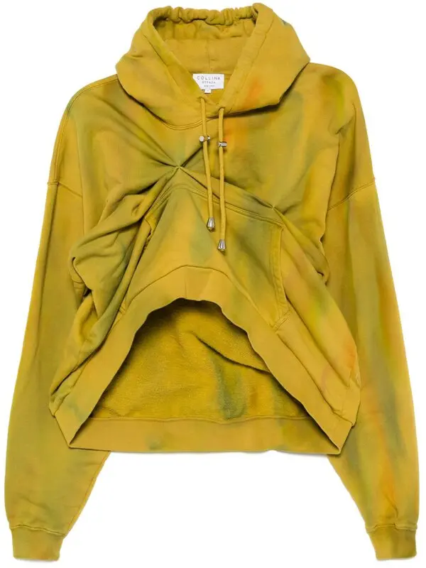 Collina Strada Draped Hoodie - Green