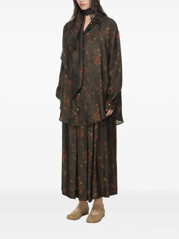 UMA WANG Tyesha Floral Blouse - Brown