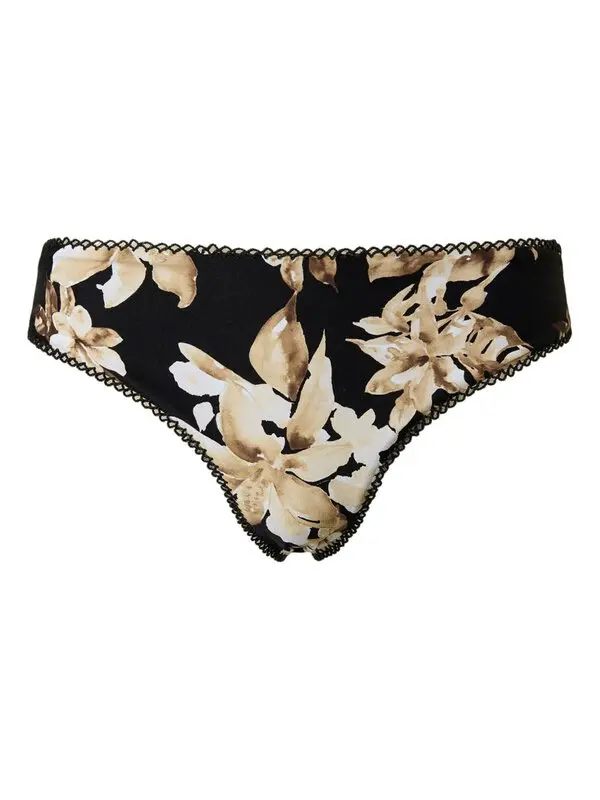 TWINSET Floral-print Brazilian Bikini Bottoms - Black