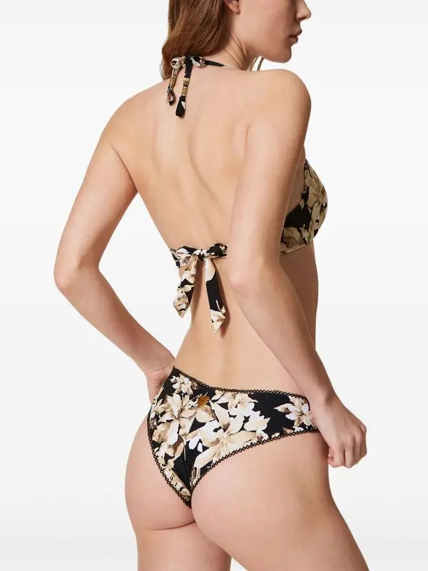 TWINSET Floral-print Brazilian Bikini Bottoms