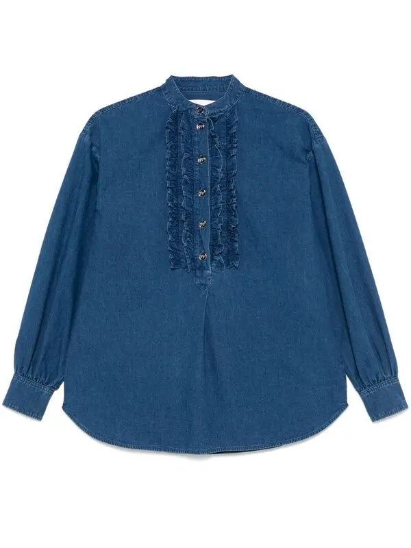 Valentino Garavani Ruffled-detail Shirt - Blue
