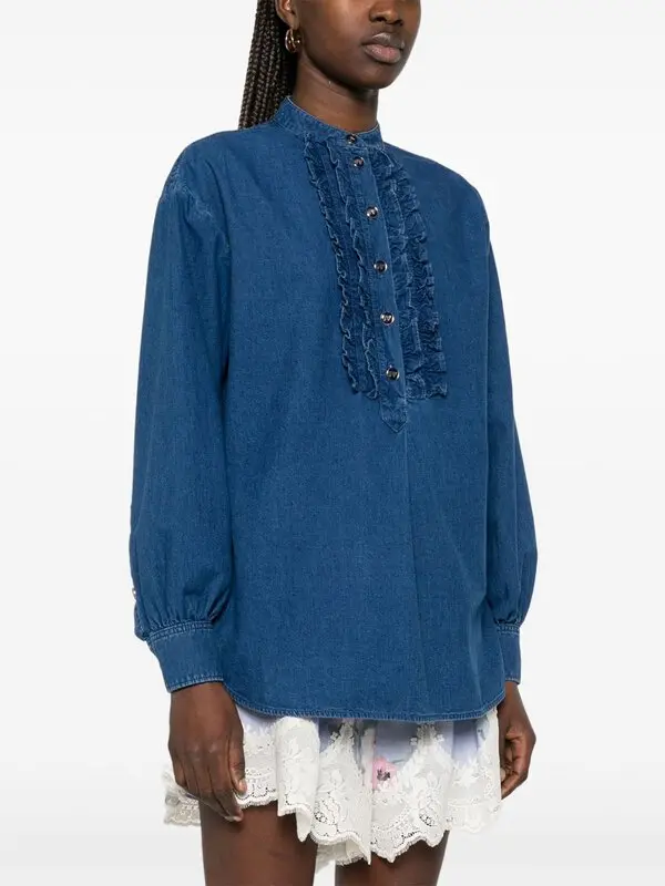 Valentino Garavani Ruffled-detail Shirt - Blue