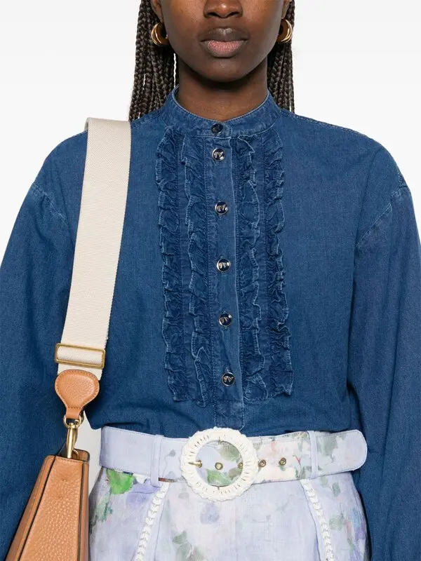 Valentino Garavani Ruffled-detail Shirt - Blue