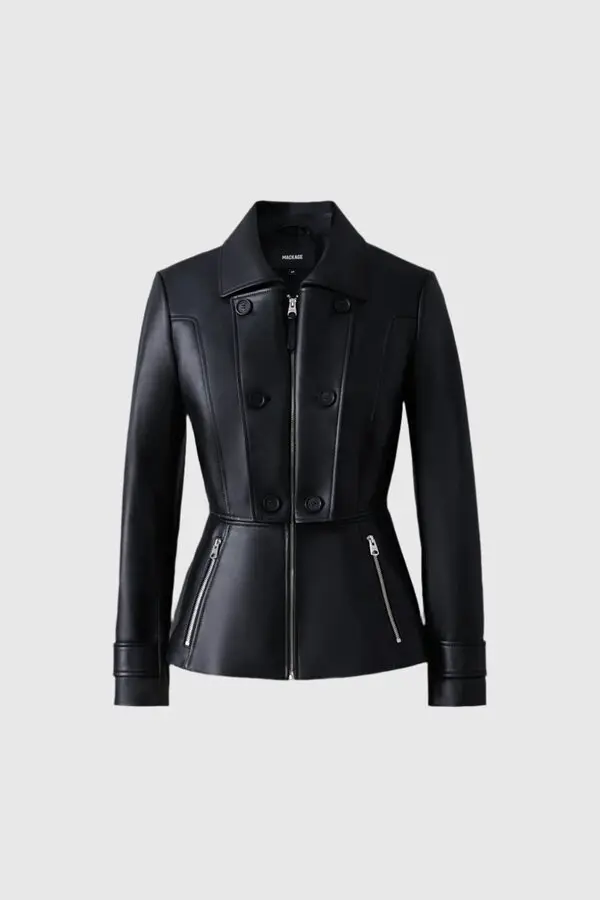 Mackage Fitted Lamb Leather Jacket - Black