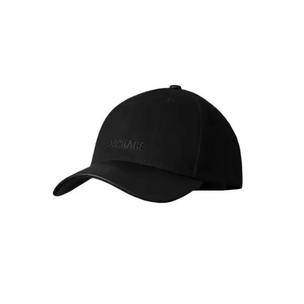 Mackage Cotton Canvas Baseball Cap With Leather Brim - Black-black