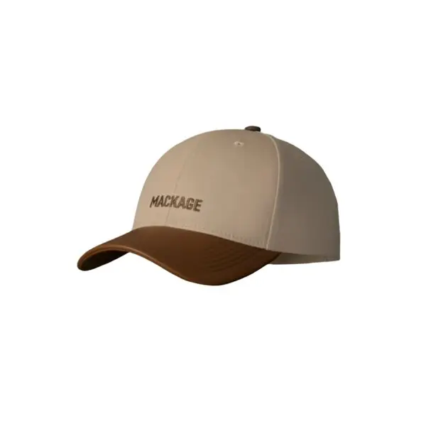 Mackage Cotton Canvas Baseball Cap With Leather Brim - Light Camel-earth Brown