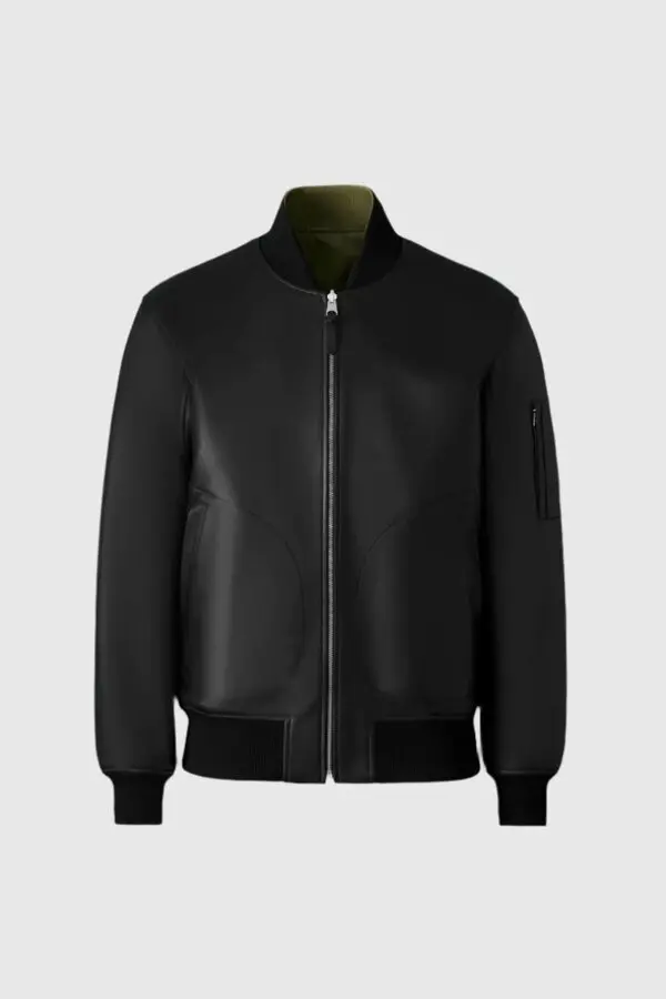 Mackage Easton-sa 2-in-1 Reversible Leather Bomber Jacket - Black