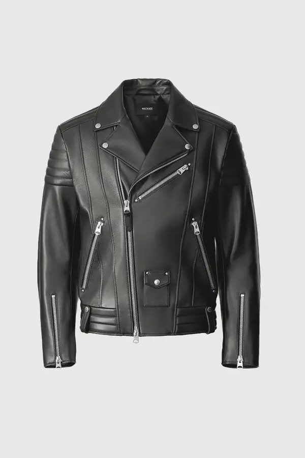 Mackage Kenneth Leather Biker Jacket - Carbon