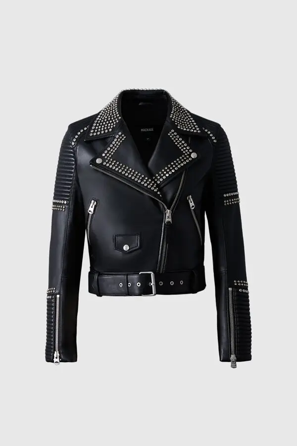 Mackage Studded Leather Biker Jacket