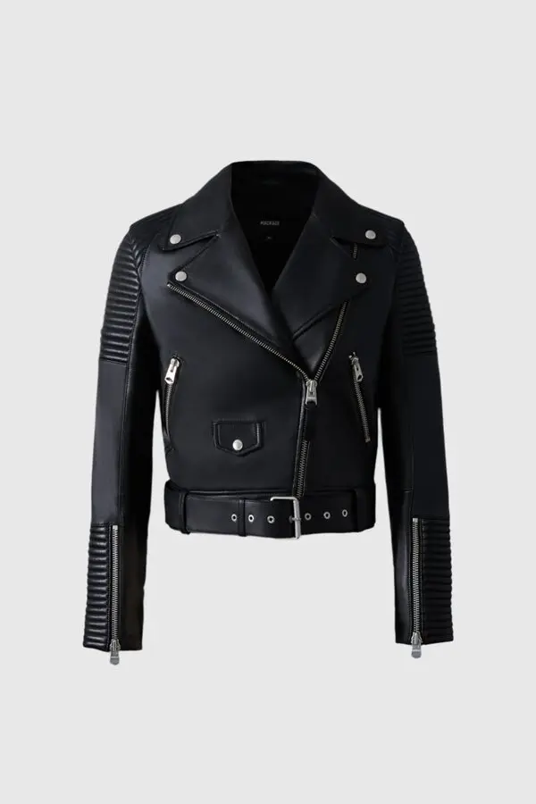 Mackage Masina Leather Biker Jacket - Black