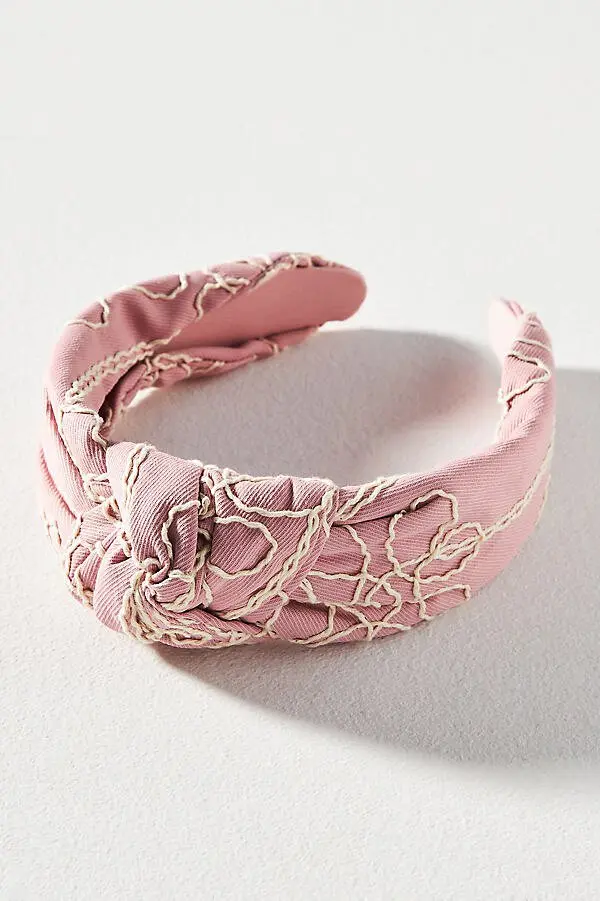 Anthropologie Everly Embroidered Knot Headband - Pink  display picture 1