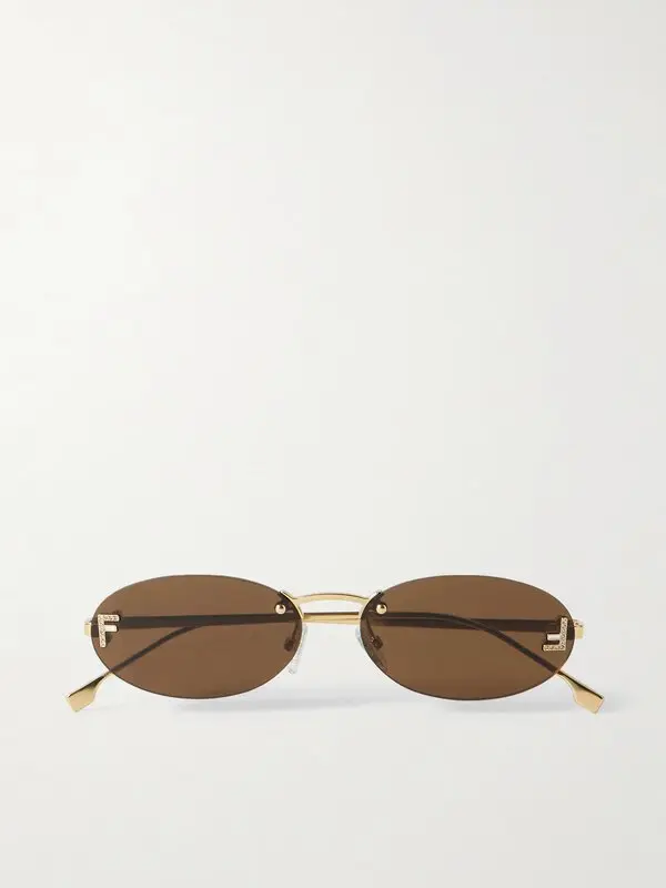 Fendi Oval-frame Sunglasses - Gold