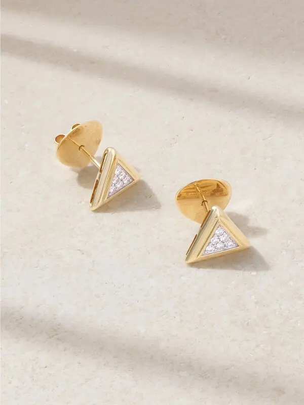 Marina B Triangolini 18-karat Yellow And White Diamond Earrings - Gold
