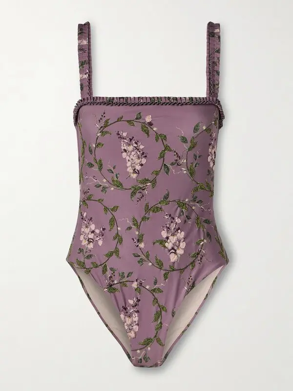 Agua Bendita Limón Wisteria Embroidered Recycled Swimsuit - Purple