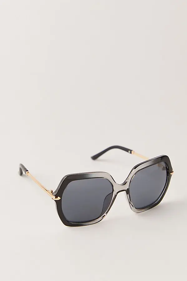 Free People Polly Oversized Square Sunglasses - Black To Grey