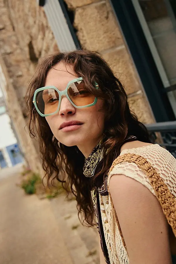 Free People Polly Oversized Square Sunglasses - Matcha Latte