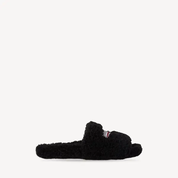 Balenciaga Furry Open Mule - Black
