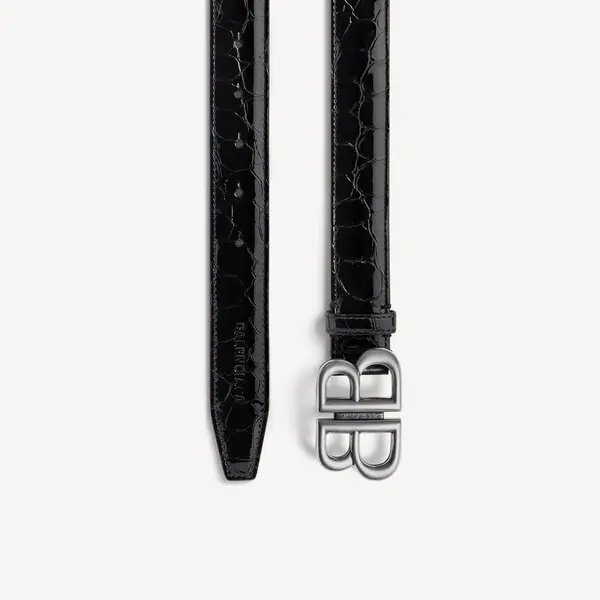 Balenciaga Monaco Crocodile-embossed Belt - Black