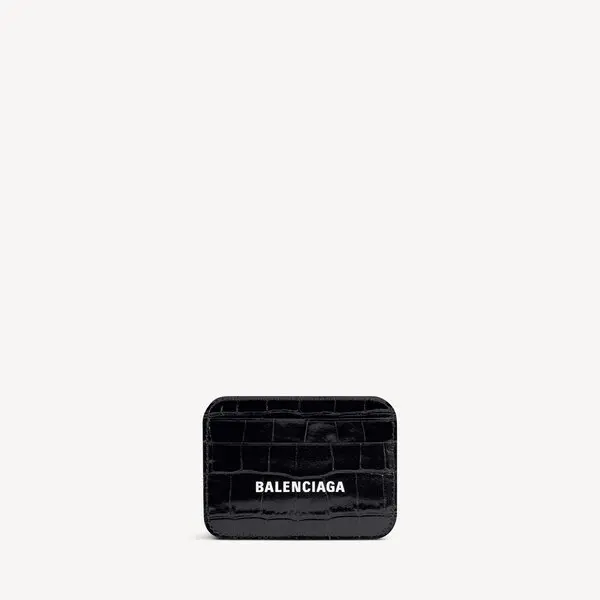 Balenciaga Cash Card Holder Crocodile Embossed - Black