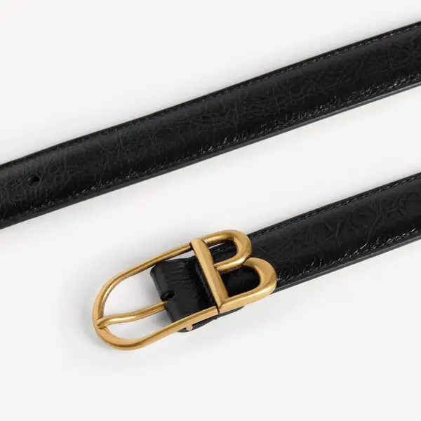 Balenciaga Classic B Leather Belt - Black