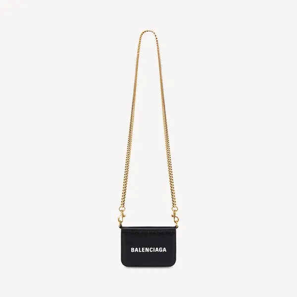 Balenciaga Cash Mini Wallet On Chain - Black