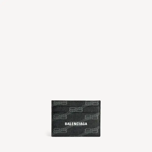 Balenciaga Signature Card Holder Bb Monogram Coated Canvas - Black