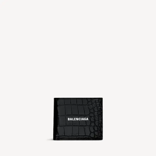 Balenciaga Cash Square Folded Coin Wallet - Black