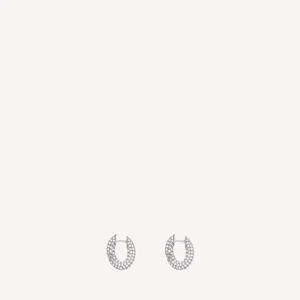 Balenciaga Loop Xxs Earrings In Brass And Rhinestones - Silver