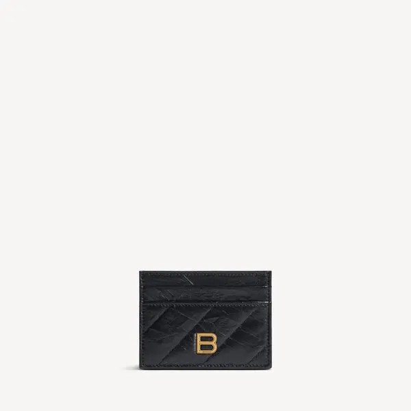 Balenciaga Crush Card Holder Quilted - Black