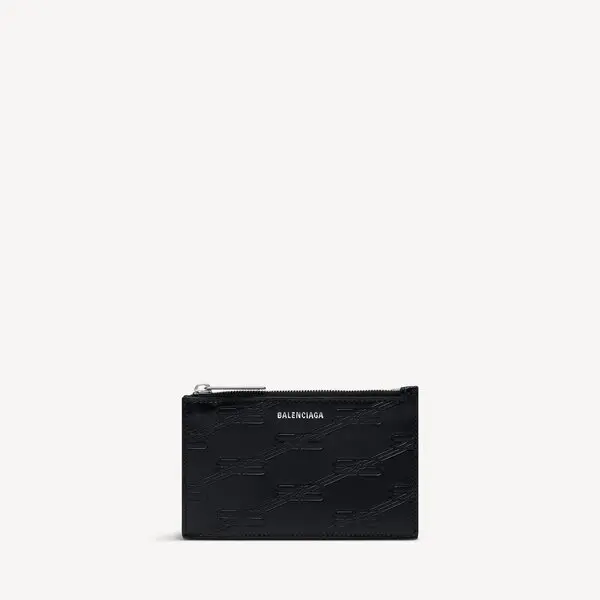 Balenciaga Embossed Monogram Long Coin And Card Holder Box - Black