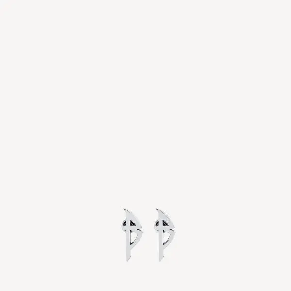 Balenciaga Typo Metal Stud Earrings - Silver