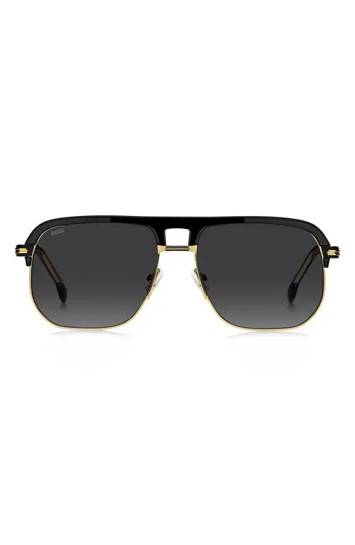 BOSS 59mm Gradient Square Sunglasses - Black Gold/dark Grey Sf