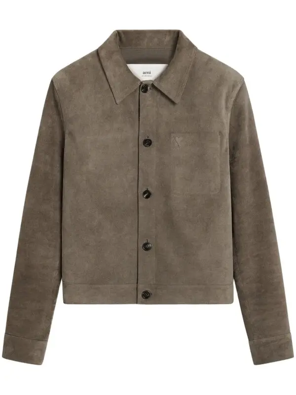 AMI Paris Leather Buttoned Jacket