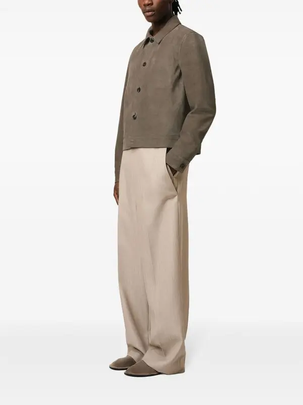 AMI Paris Leather Buttoned Jacket