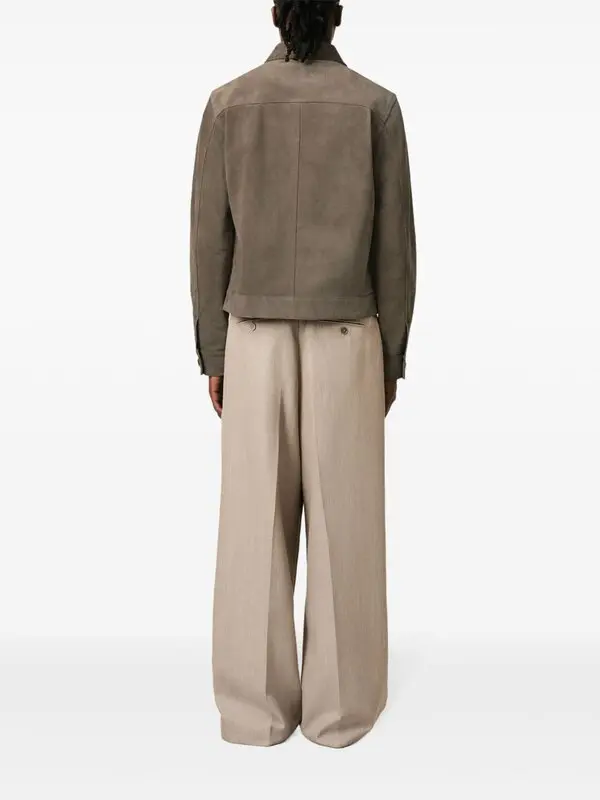 AMI Paris Leather Buttoned Jacket