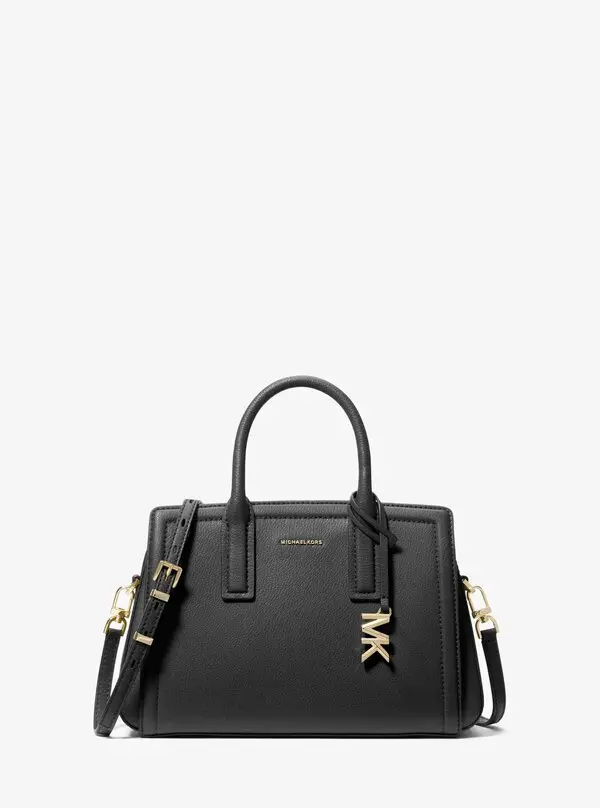 Michael Kors Laila Pebbled Leather Satchel - Black