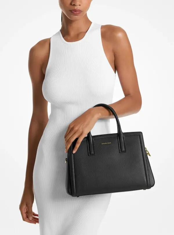 Michael Kors Laila Medium Leather Satchel - Black
