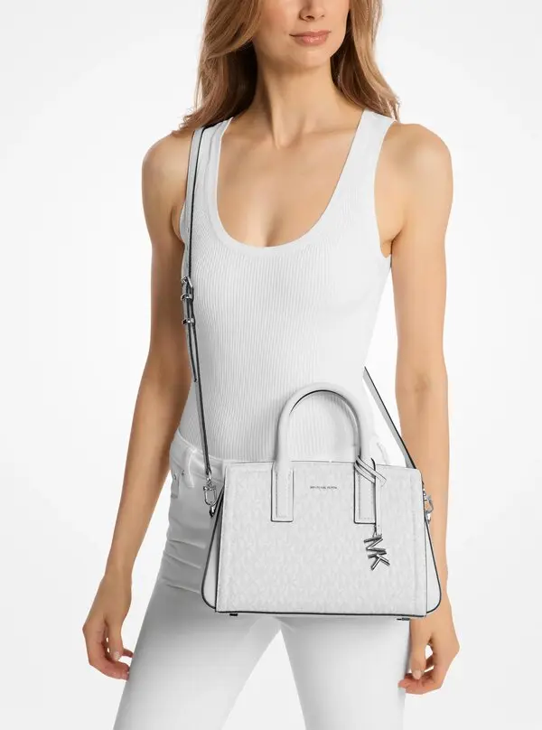 Michael Kors Laila Small Signature Logo Satchel - Grey