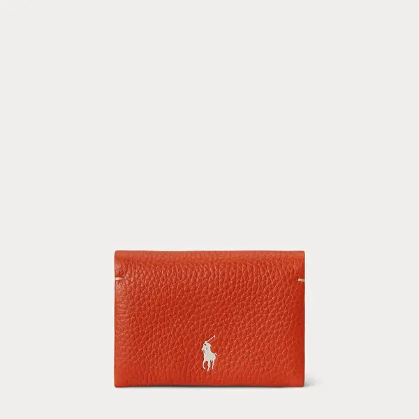 Ralph Lauren Polo Play Leather Snap Card Case - Sunset Orange