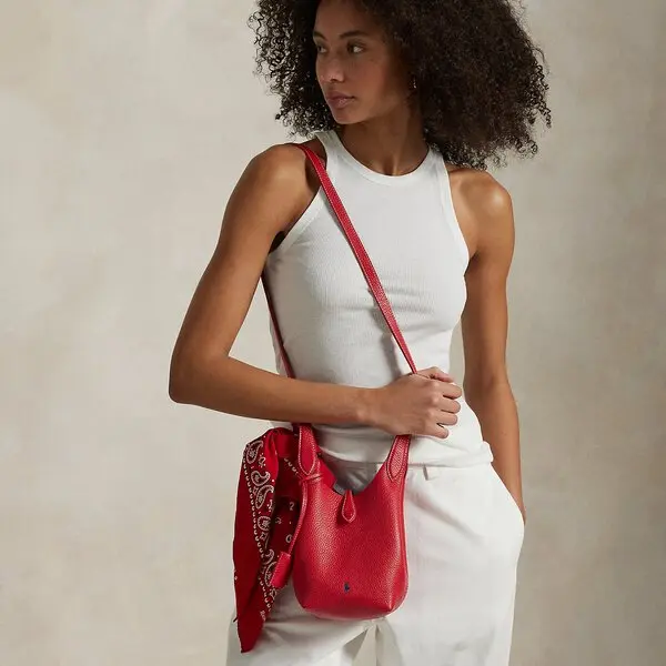 Ralph Lauren Polo Play Leather Small Tote & Crossbody - Cherry