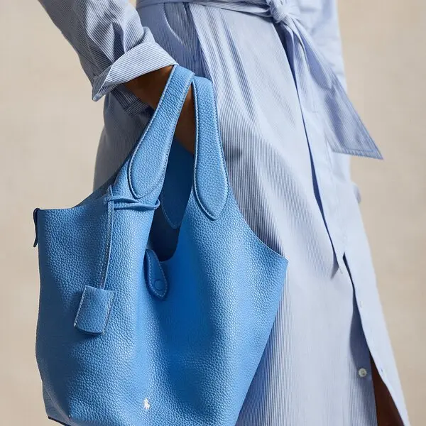 Ralph Lauren Polo Play Leather Tote - Baby Blue