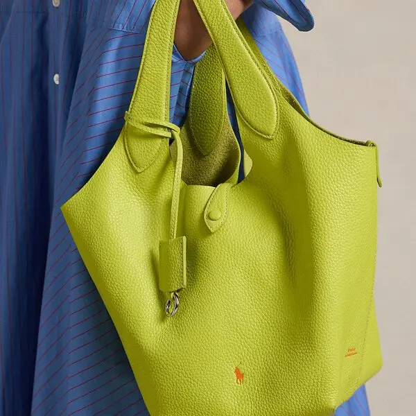 Ralph Lauren Polo Play Leather Tote - Limeade