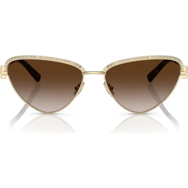 Tiffany & Co. 59mm Irregular Sunglasses - Gold/ Brown Grad