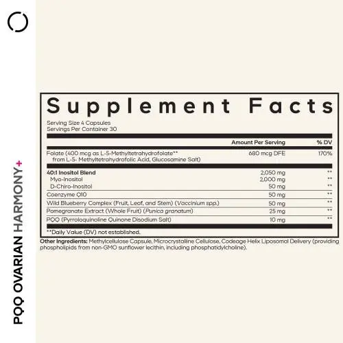 CODEAGE Pqq Ovarian Harmony, Myo + D-chiro-inositol, Coq10, Folate - White