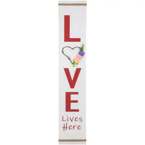 NORTHLIGHT 39.25love Lives Here" Wooden Valentine's Day Porch Board Sign Decoration - White
