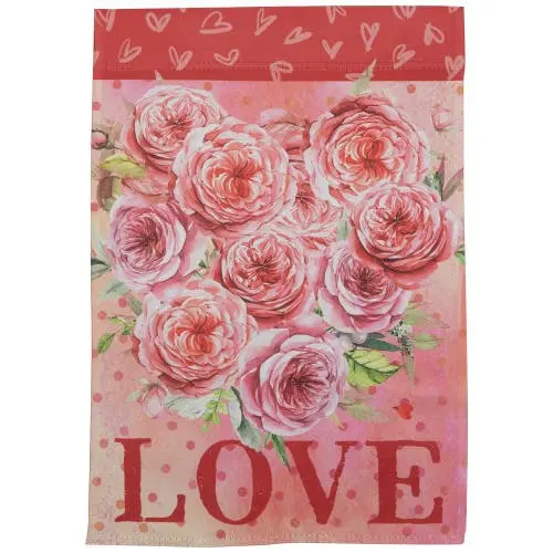 NORTHLIGHT Love Rose Bouquet Outdoor Garden Flag 12.5" X 18 - Red