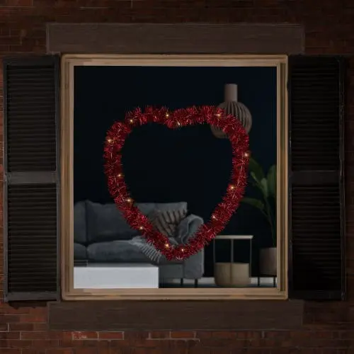 NORTHLIGHT Led Lighted Tinsel Heart Valentine's Day Window Silhouette25.25"