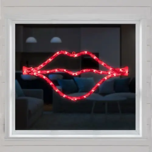 NORTHLIGHT 17.5" Lighted Lips Valentine's Day Window Silhouette